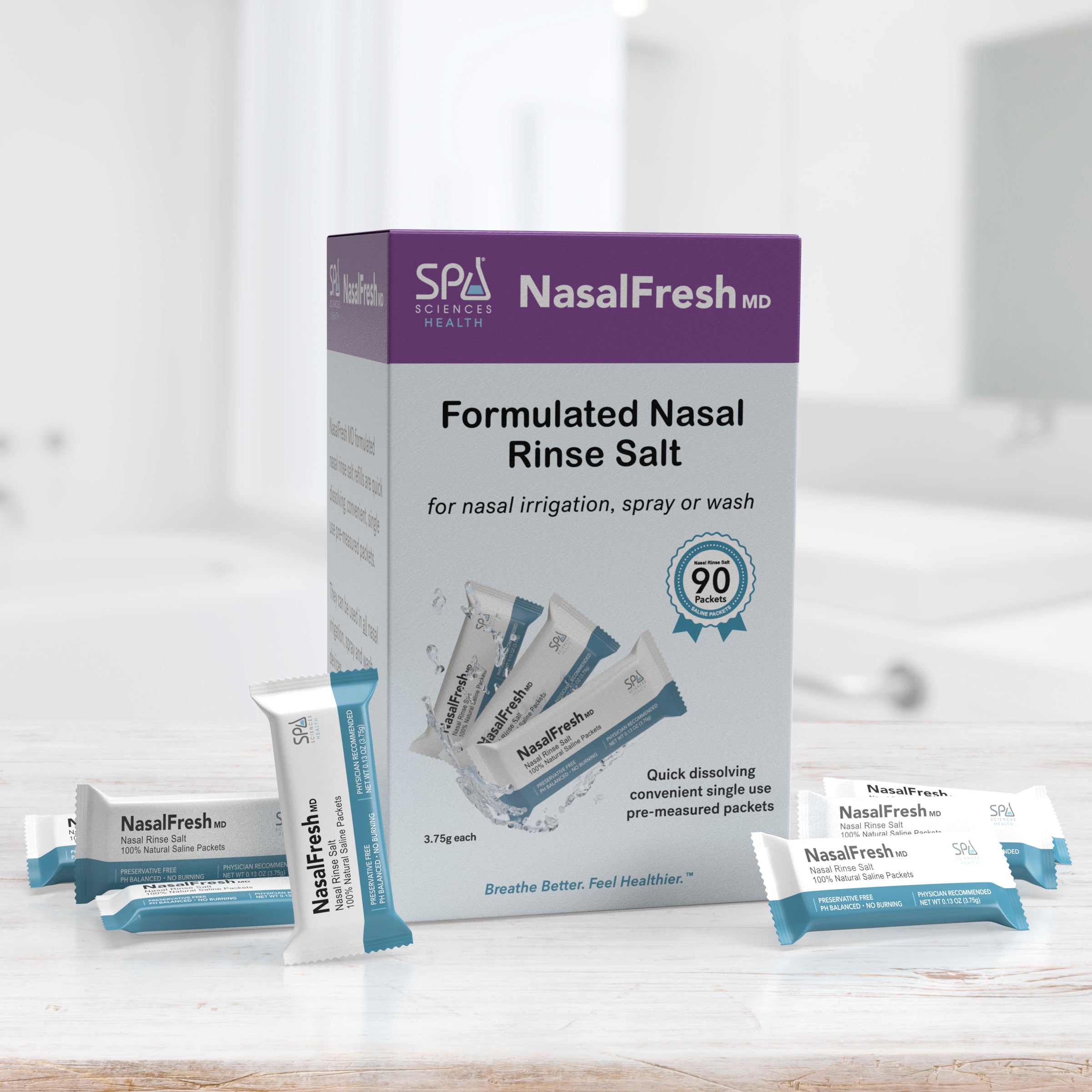 NasalFresh MD Formulated Nasal Rinse Salt - 90 Count Refill Packets